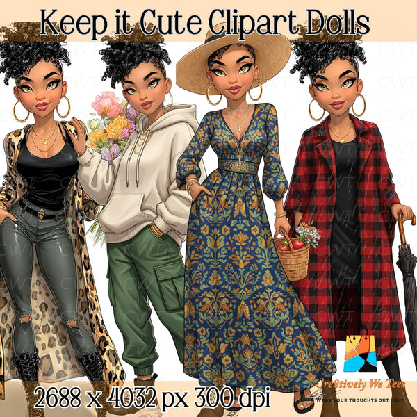 Keep It Cute Clipart PNGs – 31 Digital Dolls for Crafts & Planners ...