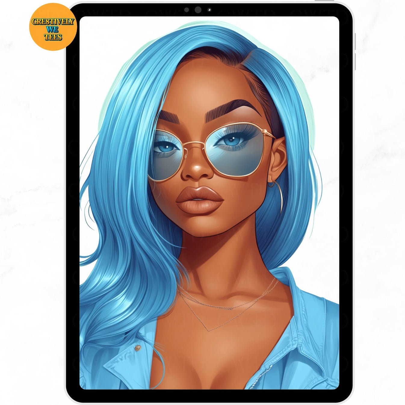 Blue Haired Baddie Clipart Bundle – 18 PNGs with Transparent Background ...